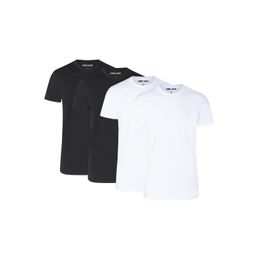 CAMP DAVID Herren T-Shirt "T-Shirt 4er Pack", schwarz-weiß, Gr. L, Obermaterial: 95% Baumwolle CO. 5% Elasthan EL., Shirts