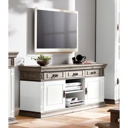 TV-Board Home Affaire, B:158cm H:65cm T:39cm, wei&szlig;, Massivholz, Sideboards, "Vinales", Breite 158 cm, mit 3 Schubladen