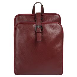 CLUTY Damen Cityrucksackrot, Leder, Rindsleder, Rucksäcke