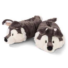 Nici Kinder Plüsch Hausschuhe "Husky Swante", Gr. 38grau, creme husky, Textil, Basic, Schuhe, Hausschuh mit wärmendem Textil