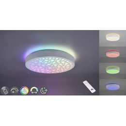 LED Deckenleuchte "Chizu", 1, Ø 40,5cm H: 9cm, 1 Stk., weiß, REALITY LEUCHTEN, Wohnzimmer, Leuchten, Regenbogen RGB-Wechsel, dimmbar per