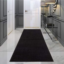 Teppich Carpet City, B:80cm H:12mm L:150cm, schwarz, Polypropylen, Wohnzimmer, Teppiche, "Frise&eacute;-Teppich FANCY900", L&auml;ufer, Kurzflor, Einfarbig,