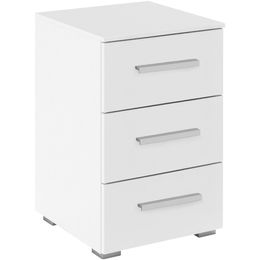 Nachtkommode Rauch, B:40cm H:61cm T:42cm, wei&szlig;, Holzwerkstoff, Sideboards, "Nachttisch Nachtkonsole Nachtschrank KOLUNA mit Dekorfront", mit 3