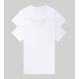 Sloggi Herren Unterhemd "Men 24/7", Gr. 4, weiß, Single Jersey, Obermaterial: 96% Baumwolle, 4% Elasthan, Unterhemden, tiefer Rundhals-Ausschnitt,