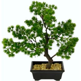 Kunstbonsai I.GE.A., B:13cm H:33cm, grün, Kunststoff, Kunstpflanzen, "Bonsai", in Bonsaischale aus Kunststoff