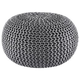 Linea Natura Pouf, Grau, Textil, Uni, F&uuml;llung: Styroporkugeln, 55x55x35 cm, AZO-frei, Indoor, Wohnzimmer, Hocker, Poufs
