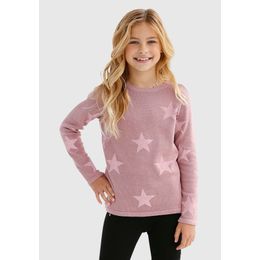 Kidsworld M&auml;dchen Strickpullover "Sterne-Pullover", rosa, Gr. 152, gemustert, Feinstrick, Obermaterial: 50% Baumwolle, 50% Polyacryl, Pullover, mit