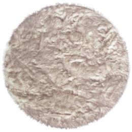 Fellteppich my home, H:60mm &Oslash;:175cm, grau, Kunstfaser, Teppiche, "Sammo", Kunstfell, leuchtende Farben, besonders weich, echter Kuschelteppich