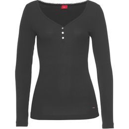 s.Oliver Damen Pyjamaoberteil, schwarz, Gr&ouml;&szlig;e 32/34