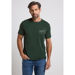T-Shirt Street One MEN, Jungen, Gr. L (42), soft olive gr&uuml;n, Web, 100% Baumwolle, bedruckt, normal normal, Rundhals, abgesteppt, Shirts T-Shirt, aus reiner Baumwolle