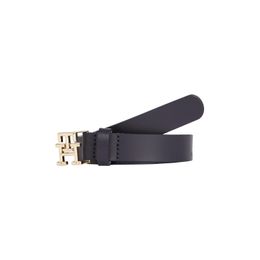 Tommy Hilfiger Damen Lederg&uuml;rtel "TH LOGO 2,5 cm breit", blau, Gr. 95, Leder, G&uuml;rtel, mit Monogramm-Schlie&szlig;e