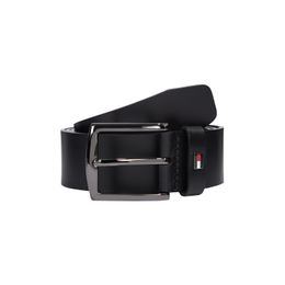 Tommy Hilfiger Herren Lederg&uuml;rtel "DENTON 3.5 cm breit EXT", schwarz, Gr. 80, unifarben, Rindsleder, G&uuml;rtel, Einfachdornschlie&szlig;e, Metalllogo