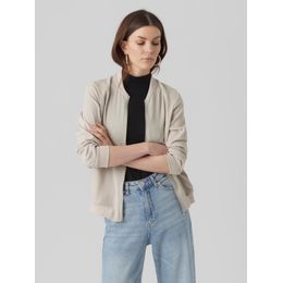 V&eacute;ro Moda VERO MODA Damen Bomberjacke "VMCOCO L/S BOMBER NOOS", beige, Gr. S, unifarben, Web, Obermaterial: 96% Polyester, 4% Elasthan, Jacken, in modisch