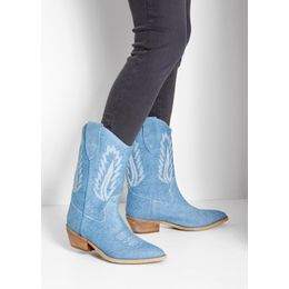 Lascana Damen Chelseaboots, Gr. 38, blau, Obermaterial: 95% Textilmaterial, 5% Rindsleder. Decksohle: 100% Lederimitat. Futter: 100% Lederimitat.