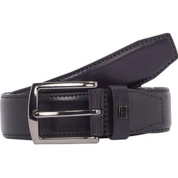 Tommy Hilfiger Herren Lederg&uuml;rtel "DENTON ELEVATED 3.5 cm breit", blau, Gr. 80, unifarben, Rindsleder, G&uuml;rtel, Gr&ouml;&szlig;enverstellbar