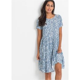 bonprix Damen Minikleid "Minikleid aus flie&szlig;ender Viskose", blau, Gr. 40, Obermaterial: 100% Viskose, Kleider, Minikleid aus flie&szlig;ender Viskose