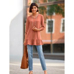 Classic Basics Damen Longshirt "Longshirt", orange, Gr. 42, unifarben, 95% Viskose, 5% Elasthan, Shirts