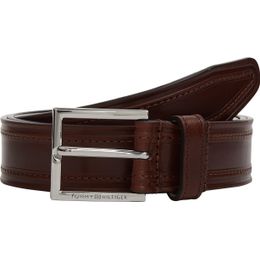 Tommy Hilfiger Herren Lederg&uuml;rtel "HUDSON EMBOSS LEATHER 3.0 cm breit", braun, Gr. 90, unifarben, Rindsleder, G&uuml;rtel, Gr&ouml;&szlig;enverstellbar