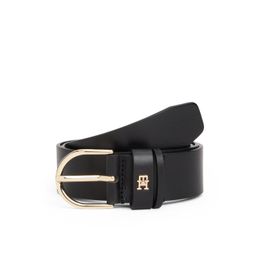 Tommy Hilfiger Damen Lederg&uuml;rtel "ESSENTIAL EFFORTLESS 3,5 cm breit", schwarz, Gr. 75, Rindsleder, G&uuml;rtel, Dameng&uuml;rtel, 3,5 cm breit, casual und