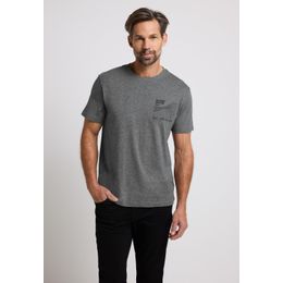 Street One MEN Damen T-Shirtmetal grau melange, Gr. L, bedruckt, Web, 100% Baumwolle, Shirts, aus reiner Baumwolle