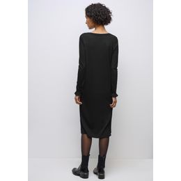Street One Damen Midikleidschwarz, Gr. 40, unifarben, Stoff, 63% Polyester, 34% Viskose, 3% Elasthan, Kleider, mit Rundhalsausschnitt