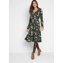 bonprix Damen Jerseykleid "Baumwoll-Jerseykleid in Wickeloptik", gr&uuml;n, Gr. 36, Obermaterial: 95% Baumwolle, 5% Elasthan, Kleider,
