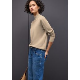 Street One Damen Stehkragenpulloversanded beige, Gr. 40, unifarben, Strick, Obermaterial: 75% Viskose, 25% Nylon, Pullover