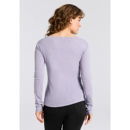 BOSS Orange Damen Langarmshirt "Edeline Premium Damenmode", lila, Gr. L, meliert, Jersey, Obermaterial: 94% Baumwolle, 6% Viskose, Shirts