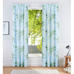 Vorhang my home, B:135cm H:245cm, blau, Baumwolle (Bio-Baumwolle), Polyester, Wohnzimmer, Gardinen, "Weltkarte", Kindergardine, bedruckt,