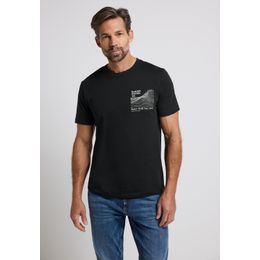 T-Shirt Street One MEN, Damen, Gr. L (42), schwarz, Web, 100% Baumwolle, bedruckt, normal normal, Rundhals, abgesteppt, Shirts T-Shirt, aus reiner Baumwolle