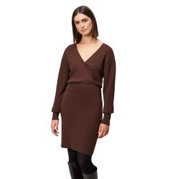 Zero Damen Strickkleid "Damen Strickkleid mit Wickeloptik"chicory coffee, Gr. 34, Strick, Obermaterial: 50% Viskose, 30% Polyester, 20% Polyamid.