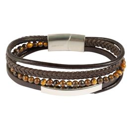 Adelia&acute;s ADELIA ́S Damen Edelstahlarmband "Herren Armband aus Edelstahl mit Tigerauge", 19, Edelstahlbraun, Edelstahl, Armb&auml;nder