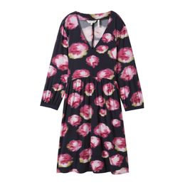 Tom Tailor Kleid Damen Gr&ouml;&szlig;e 44 nachtblau / pastellgelb / pink / ros&eacute; Sommerkleid
