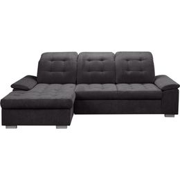 Ecksofa WERK2 "Carmen, mit Bettfunktion & Bettkasten, optional Sitztiefenverstellung", grau (anthrazit), B:264cm H:105cm T:170cm, 92% Polyester, 8% Nylon, Sofas, Ecksofa, mit Sitztiefenverstellung, Luxus-Microfaser Chenille, Anthrazit, Topseller