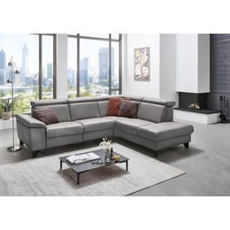Ecksofa DIE PLANBAR "PN-EM23166 L-Form", grau (granit), B:261cm H:80cm T:235cm, Sofas, Ecksofa, optional mit Kopfteilverstellung und Stauraum
