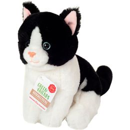 HERMANN TEDDY ORIGINAL Kuscheltier TEDDY HERMANN "Katze sitzend schwarz-weiß 20 cm", schwarz (schwarz, weiß), Plüschfiguren, KinderB:14cm H:7cm L:20cm, B:14cm H:7cm L:20cm