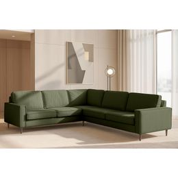 Ecksofa Home Affaire, B:290cm H:85cm T:250cmgrün, 100% Polyester, Wohnzimmer, Sofas, "Pinto Skandi, 290 cm, Chenille, Struktur, Ottomane links /