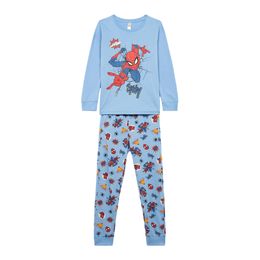 Lindex Schlafanzug 'Spiderman' Jungen Gr&ouml;&szlig;e 122/128 blau / hellblau / rot / schwarz