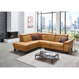 Ecksofa DIE PLANBAR "PN-EM23166 L-Form", gelb (kurkuma), B:261cm H:80cm T:235cm, Sofas, Ecksofa, optional mit Kopfteilverstellung und Stauraum