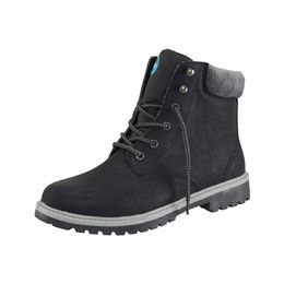 Schnürboots Polarino "Kalmar W", Damen, Gr. 37, schwarz (schwarz, grau), Synthetik, Schuhe Schnürboots Winterboots, Schnürboots, Stiefel mit Blockabsatz