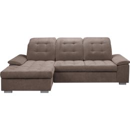 Ecksofa WERK2 "Carmen, mit Bettfunktion & Bettkasten, optional Sitztiefenverstellung", braun, B:264cm H:105cm T:170cm, 92% Polyester, 8% Nylon, Sofas, Ecksofa, mit Sitztiefenverstellung, Luxus-Microfaser Chenille, Braun, Topseller