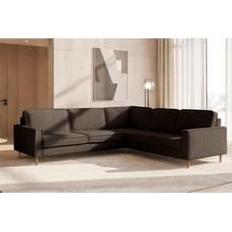 Ecksofa Home Affaire, B:290cm H:85cm T:250cmbraun, 100% Polyester, Wohnzimmer, Sofas, "Pinto Skandi, 290 cm, Chenille, Struktur, Ottomane links /