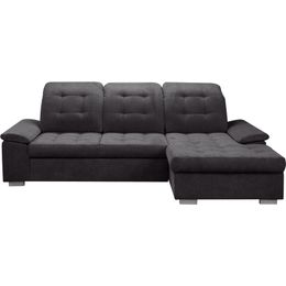Ecksofa WERK2 "Carmen, mit Bettfunktion & Bettkasten, optional Sitztiefenverstellung", grau (anthrazit), B:264cm H:105cm T:170cm, 92% Polyester, 8% Nylon, Sofas, Ecksofa, mit Sitztiefenverstellung, Luxus-Microfaser Chenille, Anthrazit, Topseller
