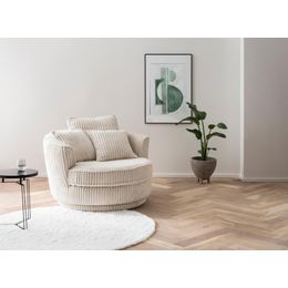 Drehsessel Home Affaire "MAISIE, Love Seat XXL, Lese-Sessel BIG-", beige (hellbeige), B:120cm H:86cm T:120cm, Sessel, Drehsessel, Sessel in MEGA CORD u. Web-Velours, 360 Grad drehbar