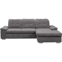Ecksofa WERK2 "Carmen, mit Bettfunktion & Bettkasten, optional Sitztiefenverstellung", grau, B:264cm H:105cm T:170cm, 92% Polyester, 8% Nylon, Sofas, Ecksofa, ohne Sitztiefenverstellung, Luxus-Microfaser Chenille, Grau, Topseller