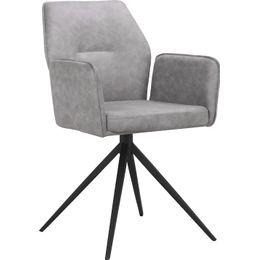 Esszimmerstuhl Places of Style "Ozias", grau (hellgrau), B:56cm H:88cm T:59cm, Stoff, St&uuml;hle, Esszimmerstuhl, Sitz und R&uuml;cken gepolstert, Gestell aus Metall schwarz, Sitzh&ouml;he 50 cm, 2er Set