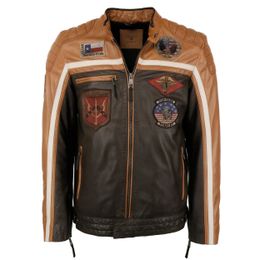 Lederjacke Top Gun "31024850", Herren, Gr. 56 (XXL), braun (schwarz braun, cognac), Oberstoff: 100% Lammnappaleder. Futter : 100% Baumwolle. &Auml;rmelfutter: 100% Polyester. Taschenfutter: 100% Baumwolle. Wattierung: 100% Polyester. Kapuze: 55% Baumwolle, 45% Polyester, Jacken