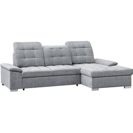 Ecksofa WERK2 "Carmen, mit Bettfunktion & Bettkasten, optional Sitztiefenverstellung", grau (hellgrau), B:264cm H:105cm T:170cm, 95% Polyester, 5% Nylon, Sofas, Ecksofa, mit Sitztiefenverstellung, Struktur weich, hellgrau, Topseller
