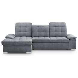 Ecksofa WERK2 "Carmen, mit Bettfunktion & Bettkasten, optional Sitztiefenverstellung", grau, B:264cm H:105cm T:170cm, 95% Polyester, 5% Nylon, Sofas, Ecksofa, ohne Sitztiefenverstellung, Struktur weich, grau, Topseller
