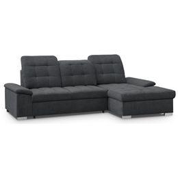 Ecksofa WERK2 "Carmen, mit Bettfunktion & Bettkasten, optional Sitztiefenverstellung", grau (anthrazit), B:264cm H:105cm T:170cm, 95% Polyester, 5% Nylon, Sofas, Ecksofa, ohne Sitztiefenverstellung, Struktur weich, anthrazit, Topseller